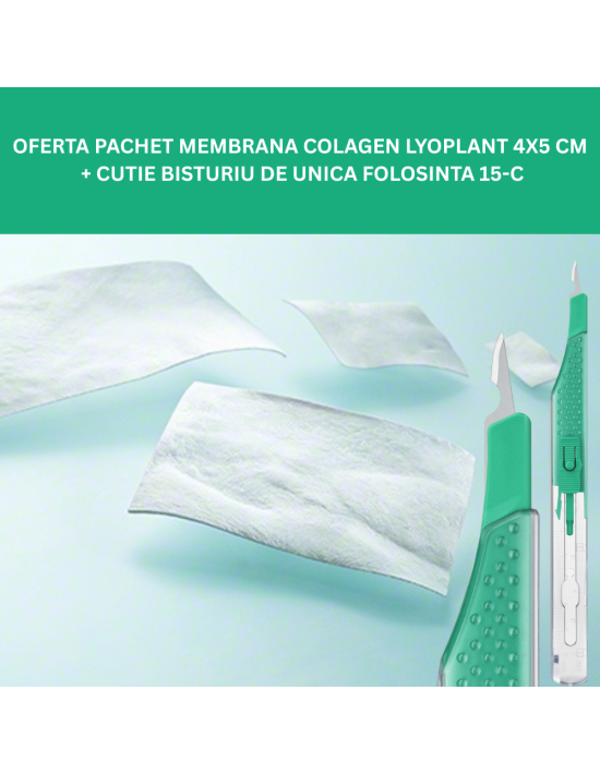 Pachet Membrana colagen Lyoplant® 4 x 5 cm & Bisturiu Safety de unica ...